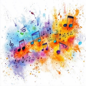 10 Watercolor Music Notes Clipart Bundle, Notes Illustrations ...