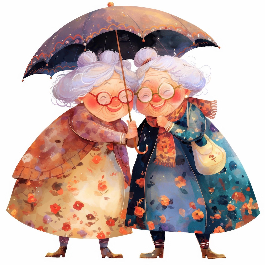 11 Cartoon Old Ladies Clipart Bundle, Old Woman Illustration, Printable ...