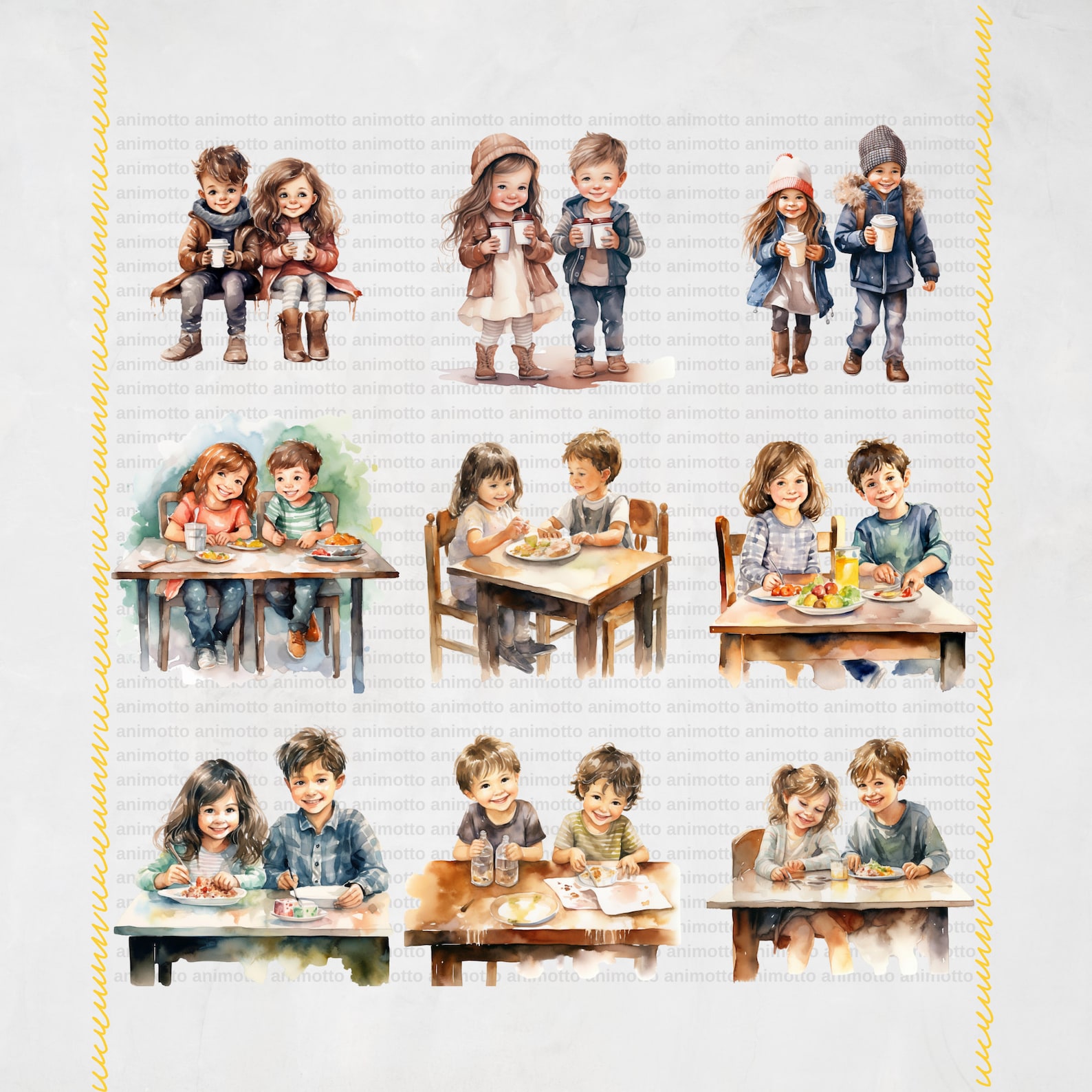 Watercolor Kids Clipart Bundle, Painted Boys and Girls Clipart Set ...