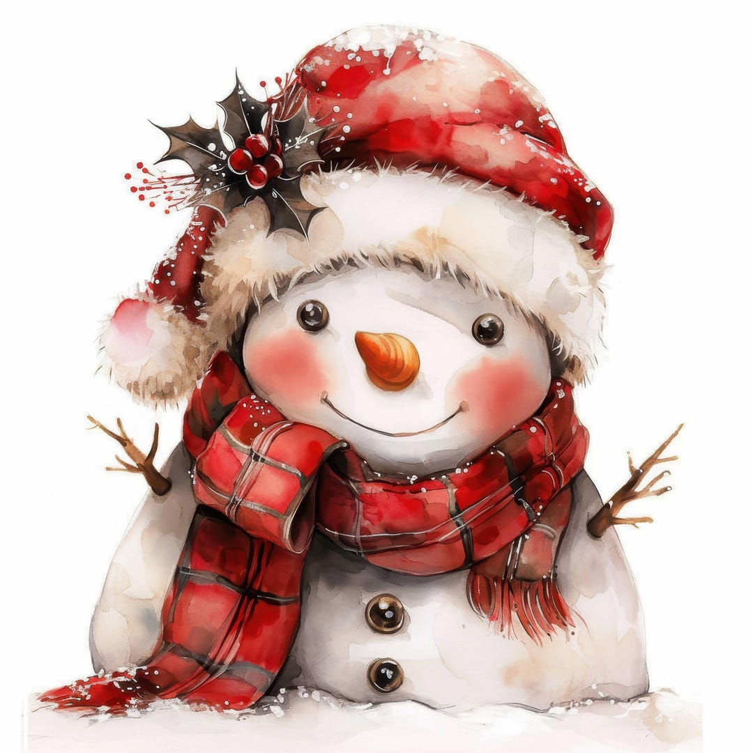 13 Christmas Snowmen Clipart Bundle, Cute Snowman Illustration ...