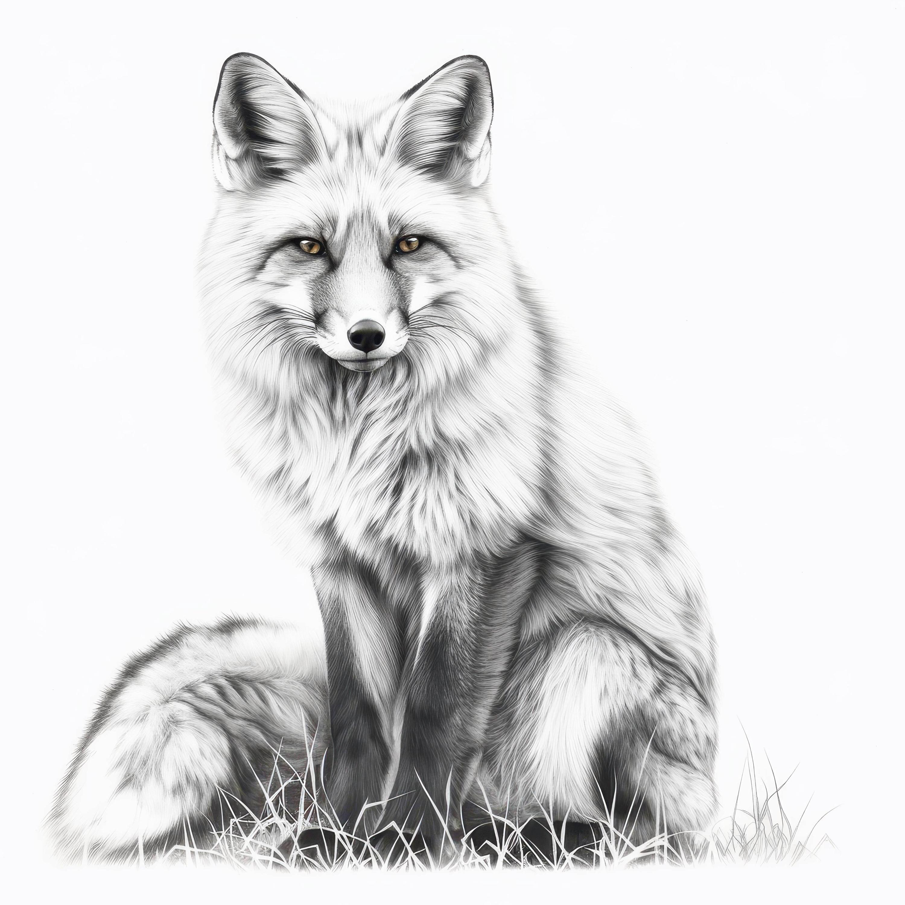 11 Black and White Fox Clipart Bundle, Grayscale Fox Illustration ...