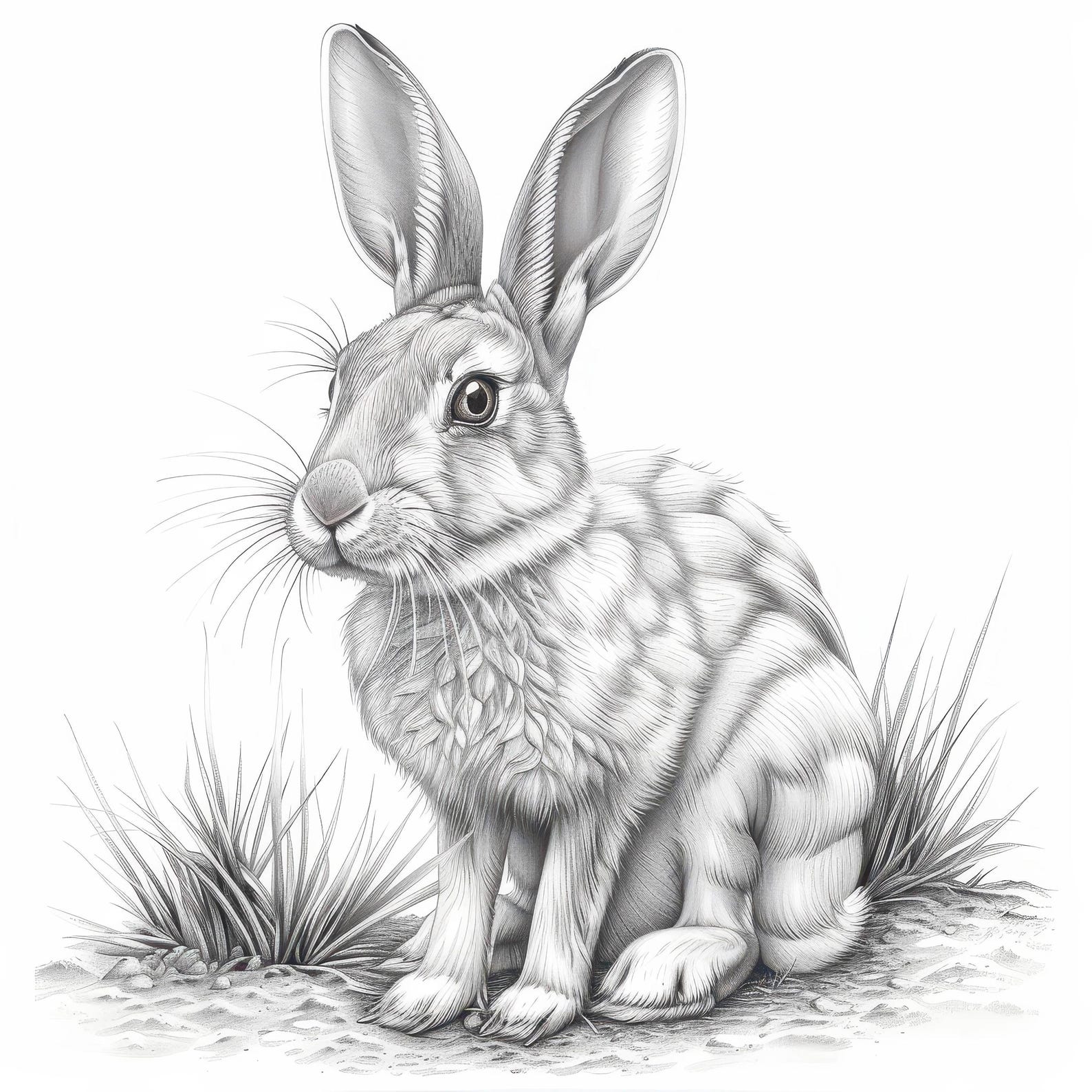17 Bunny Black White Clipart Bundle Set, Line Art Clipart, Printable ...