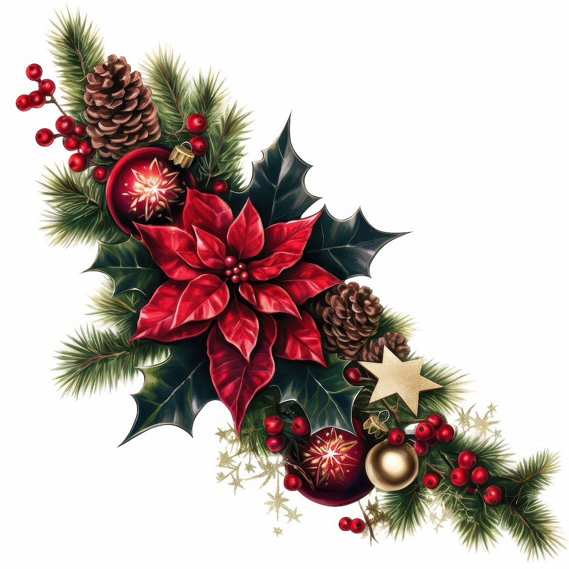 17 kerstranden clipartbundel, afdrukbare aquarel rode kerst clipart ...