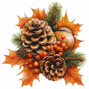 16 Autumn Fall Cluster Clipart Bundle, Fall Illustration, Printable ...