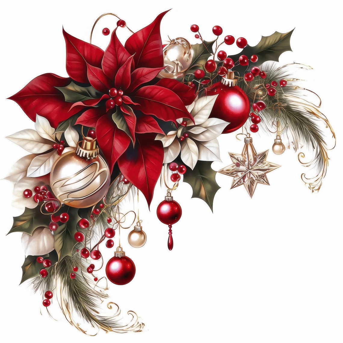 17 kerstranden clipartbundel, afdrukbare aquarel rode kerst clipart ...