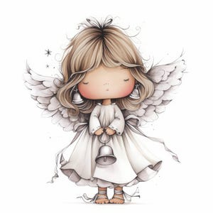 14 Playful Festive Angels Clipart Bundle, Printable Watercolor Angel ...