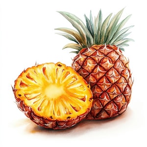 19 Realistic Pineapple Clipart Bundle, Printable Watercolor Fruit ...