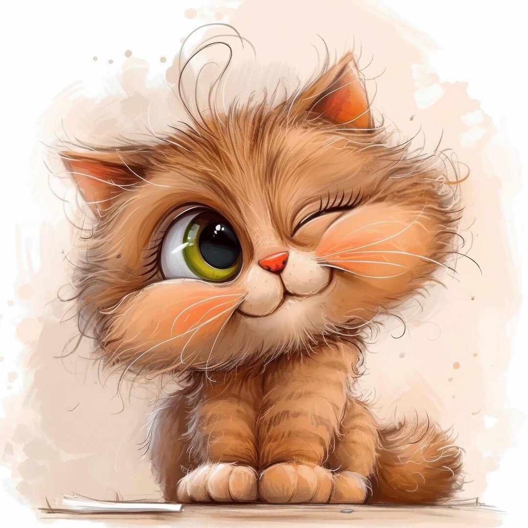 13 Frazzled Cat Set 2 Clipart Bundle, Quirky Cat Illustrations ...