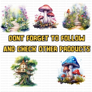 Watercolor Magical Gardens Clipart Bundle, Fantasy Fairy Garden Clipart ...