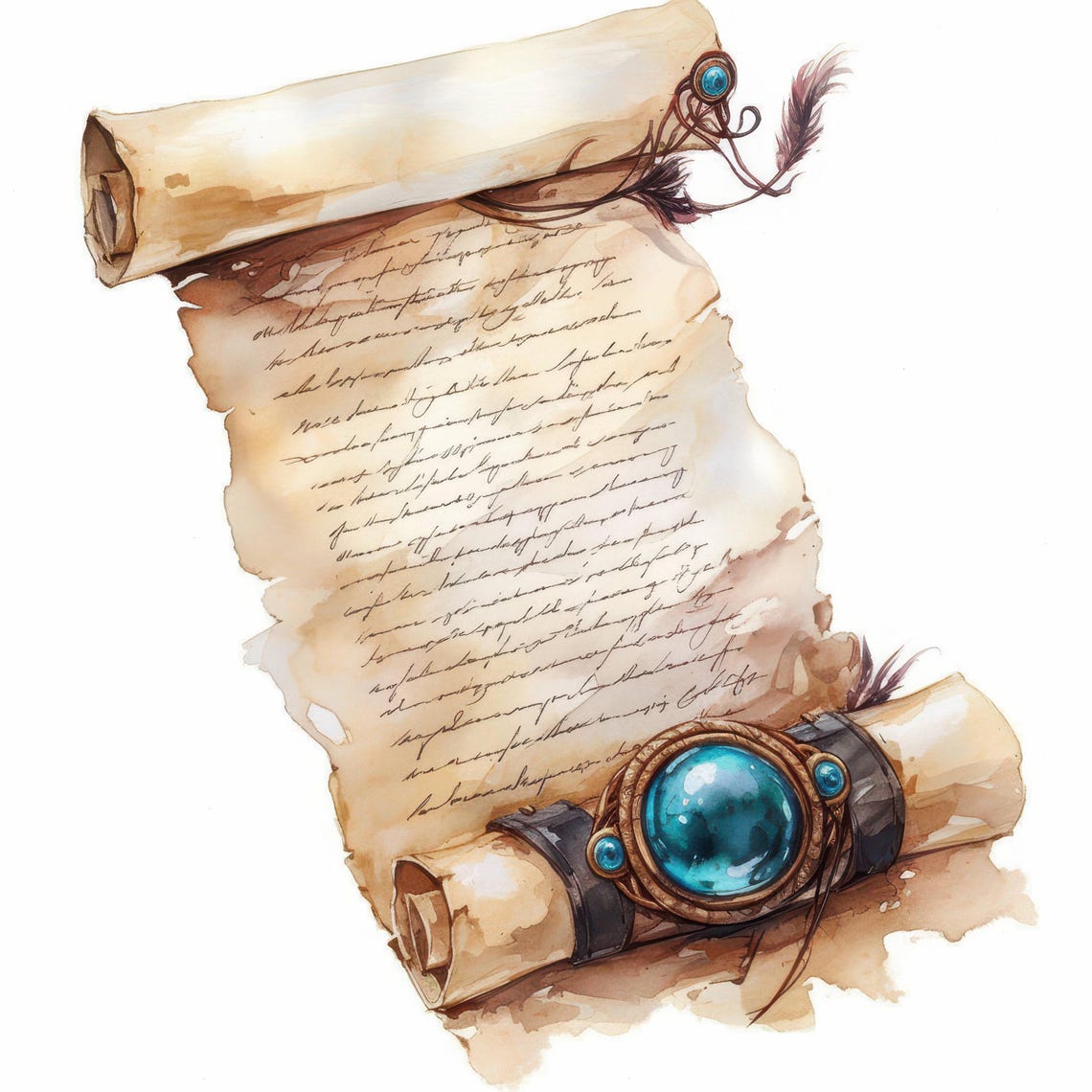 18 Magical Scroll Clipart Bundle, Enchanted Paper Illustrations ...