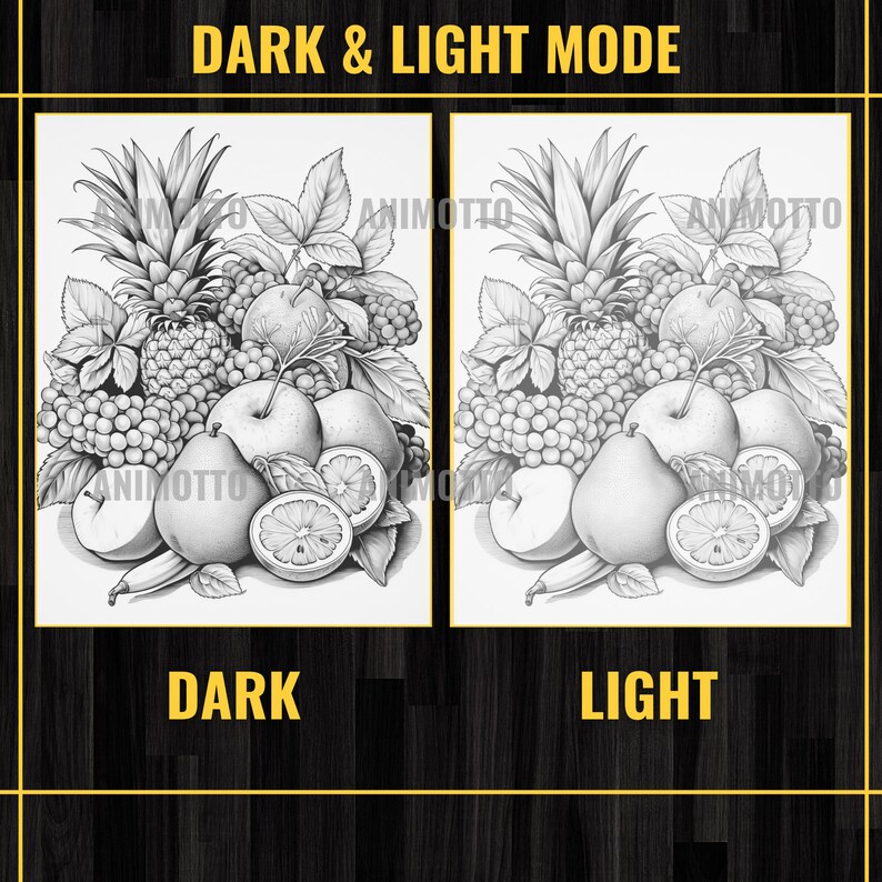 Delicious Fruits 35 Coloring Page Book Grayscale Fruit - Etsy