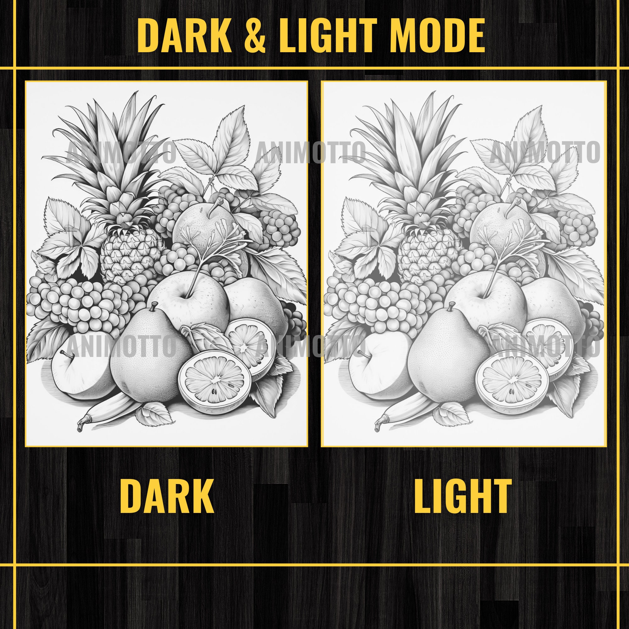 Delicious Fruits 35 Coloring Page Book Grayscale Fruit - Etsy