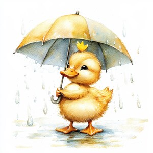 16 Duckling in Rain Clipart Bundle, Duckling Rainy, Printable ...