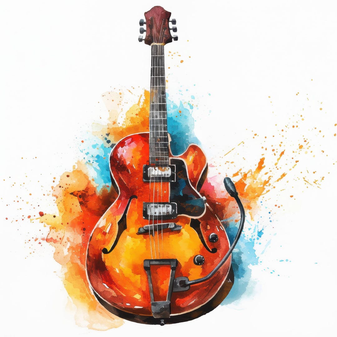 11 Colorful Guitars Clipart Bundle, Musical Instrument Images ...