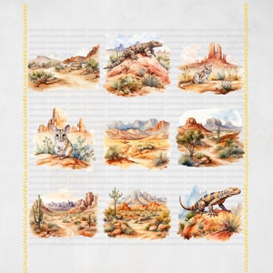 Watercolor Desert Landscapes Clipart Bundle, Landscape Clipart Set ...
