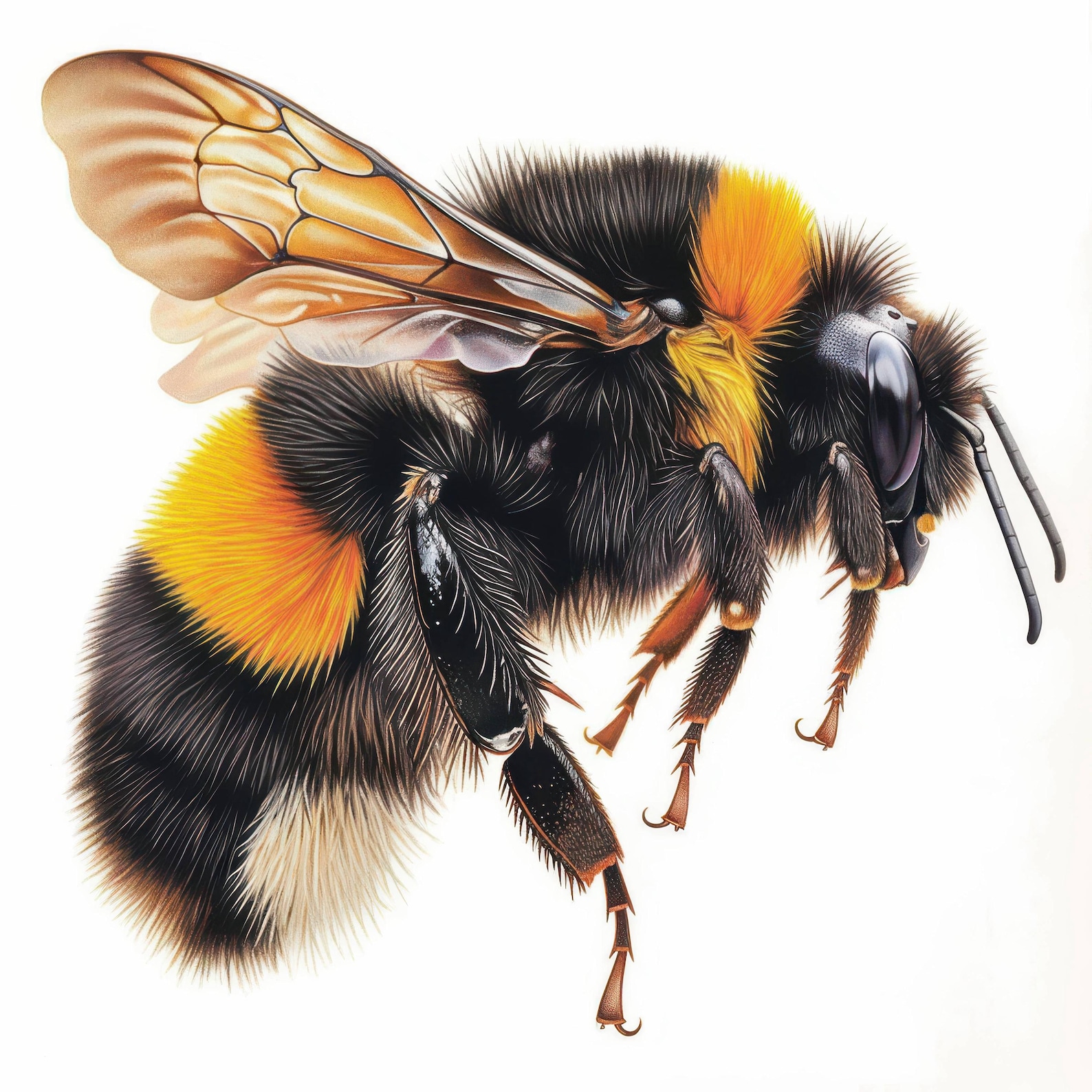 14 Fluffy Bees Clipart Bundle, Bee in Nature Illustration, Printable ...