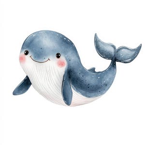 18 Baby Whale Clipart Bundle, Whale Illustration, Printable Watercolor ...