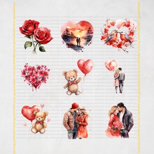 Watercolor Valentine's Day Clipart Bundle | Red Roses Clipart Images ...