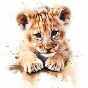 17 Cute Baby Lion Clipart Bundle, Printable Watercolor Lion Nursery ...
