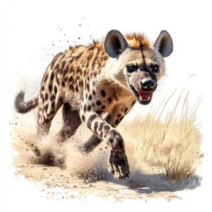 15 Watercolor Hyena Clipart Bundle, Wild Safari Animal Graphics, Card ...