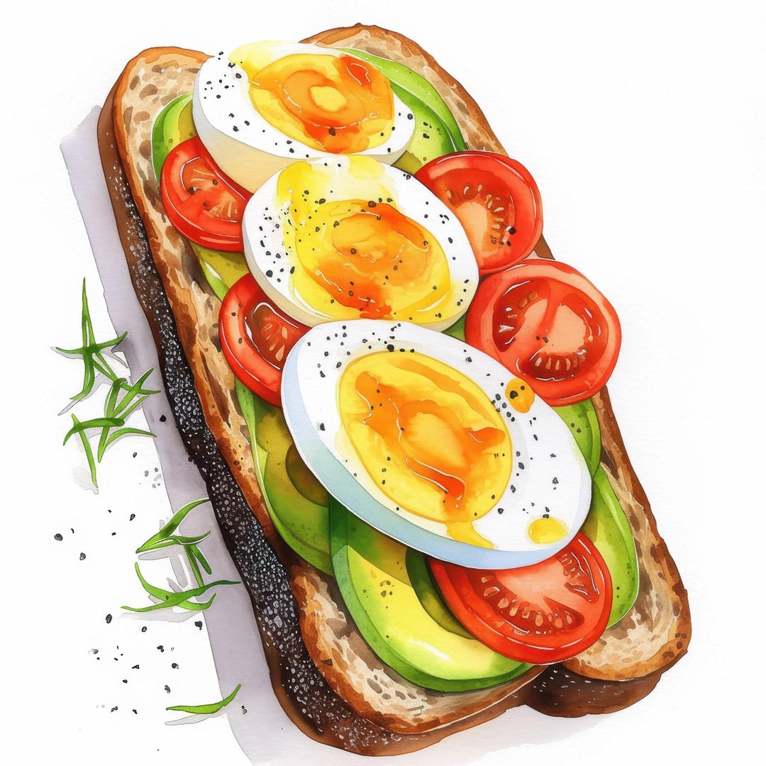 10 Avocado Toast Clipart Bundle, Healthy Breakfast Illustrations ...
