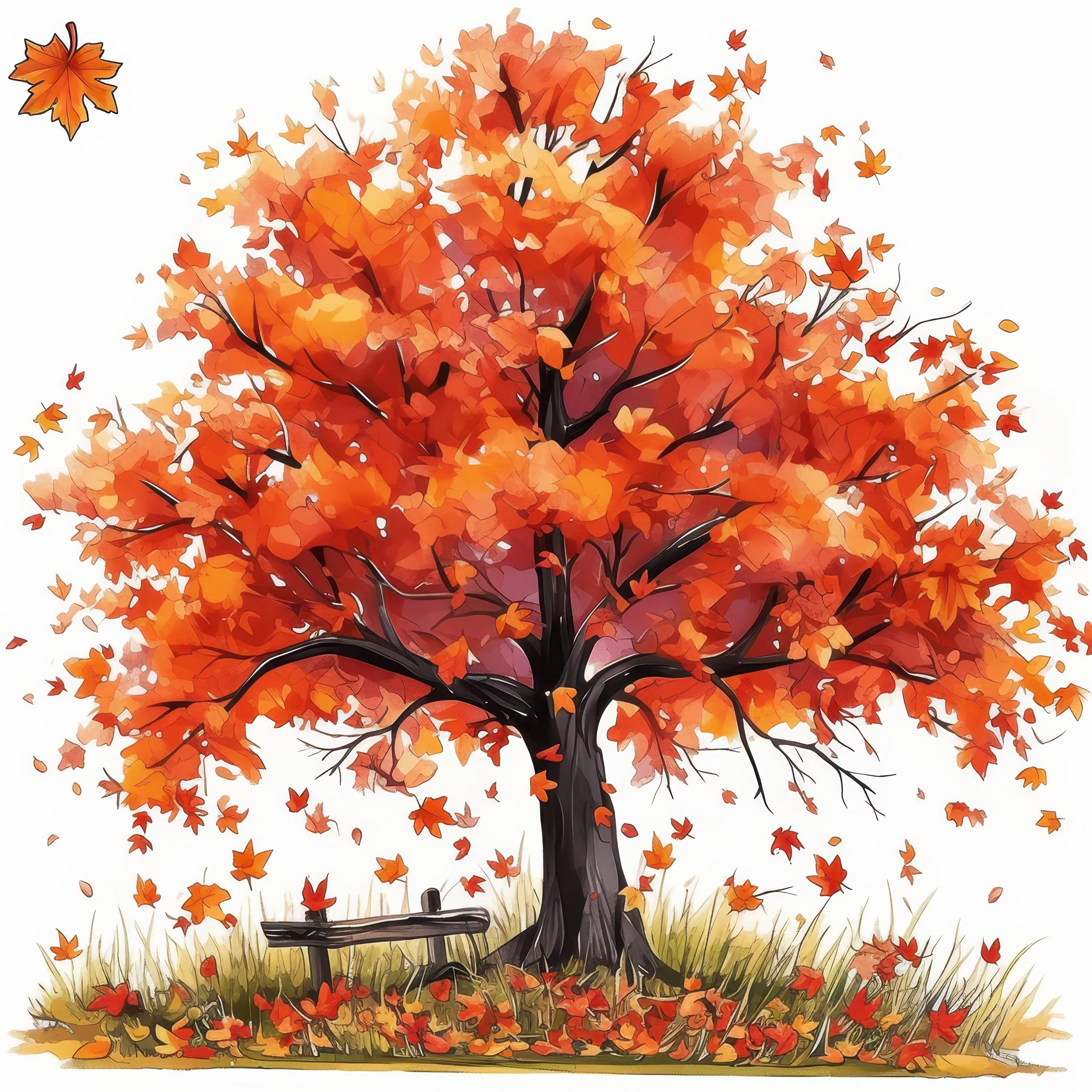 13 Autumn Tree Leaves Clipart Bundle, Printable Watercolor Fall Tree ...