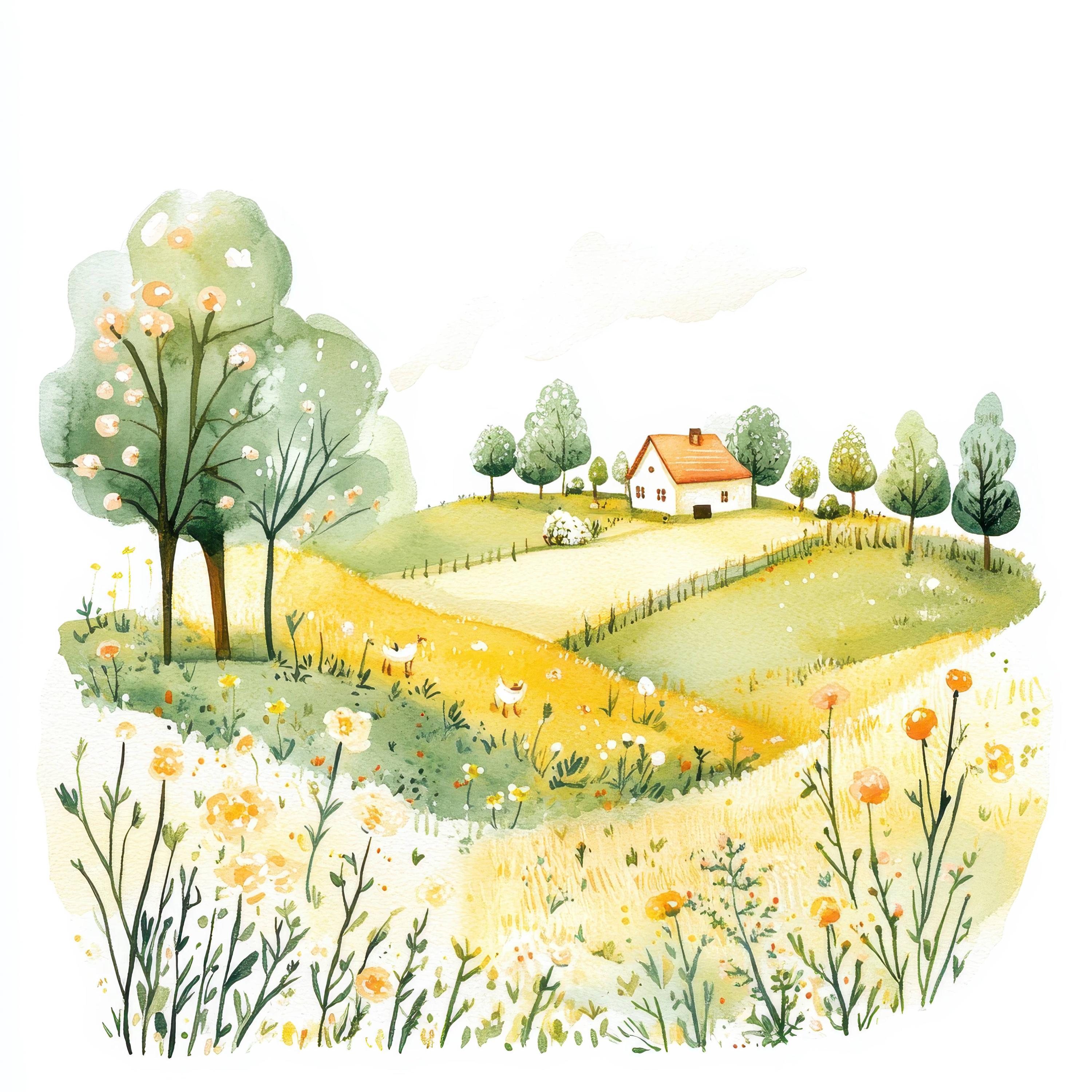 24 Spring Landscapes Clipart Bundle, Spring Clipart, Printable ...