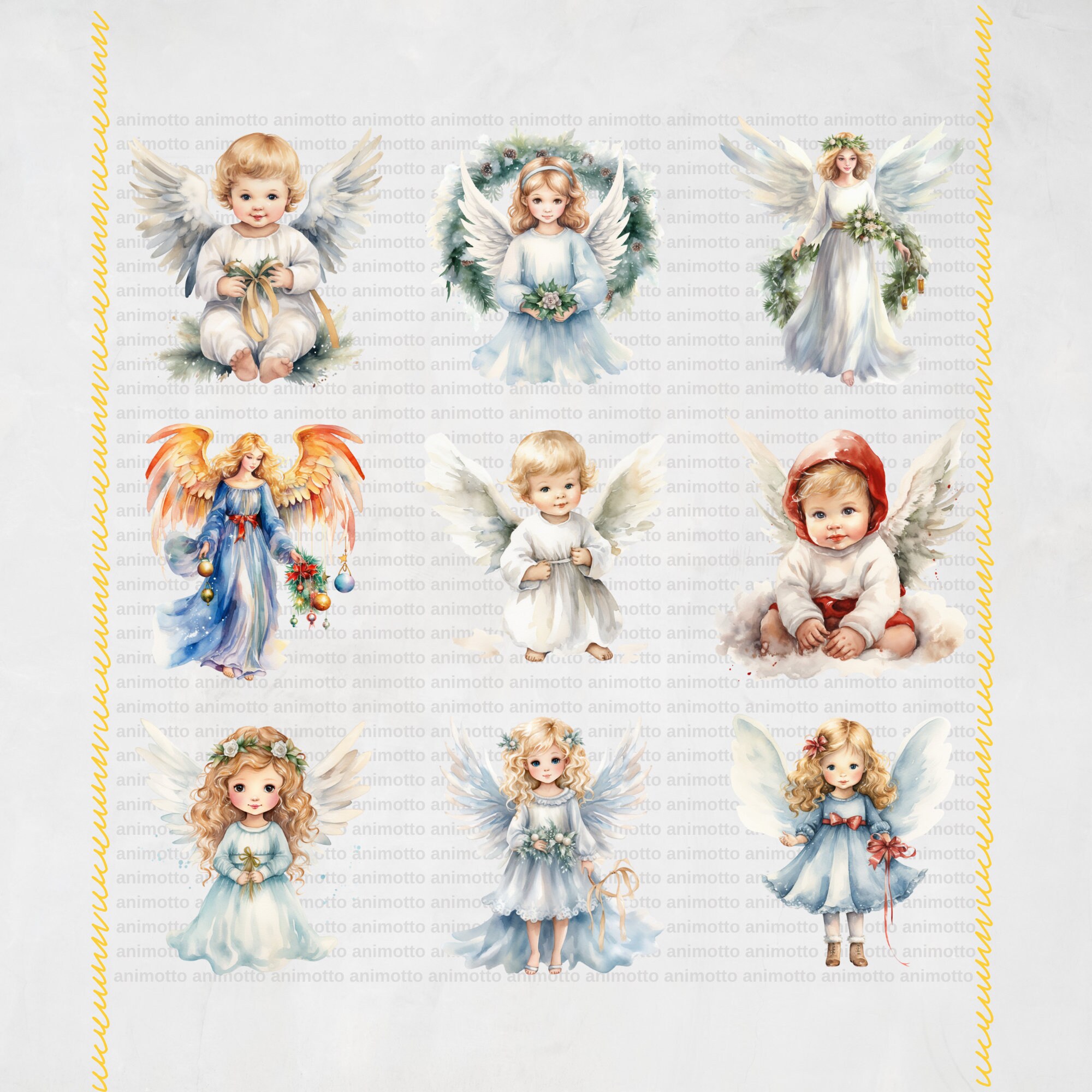 Watercolor Christmas Angels Clipart Bundle, Angel Girl Clipart Set ...