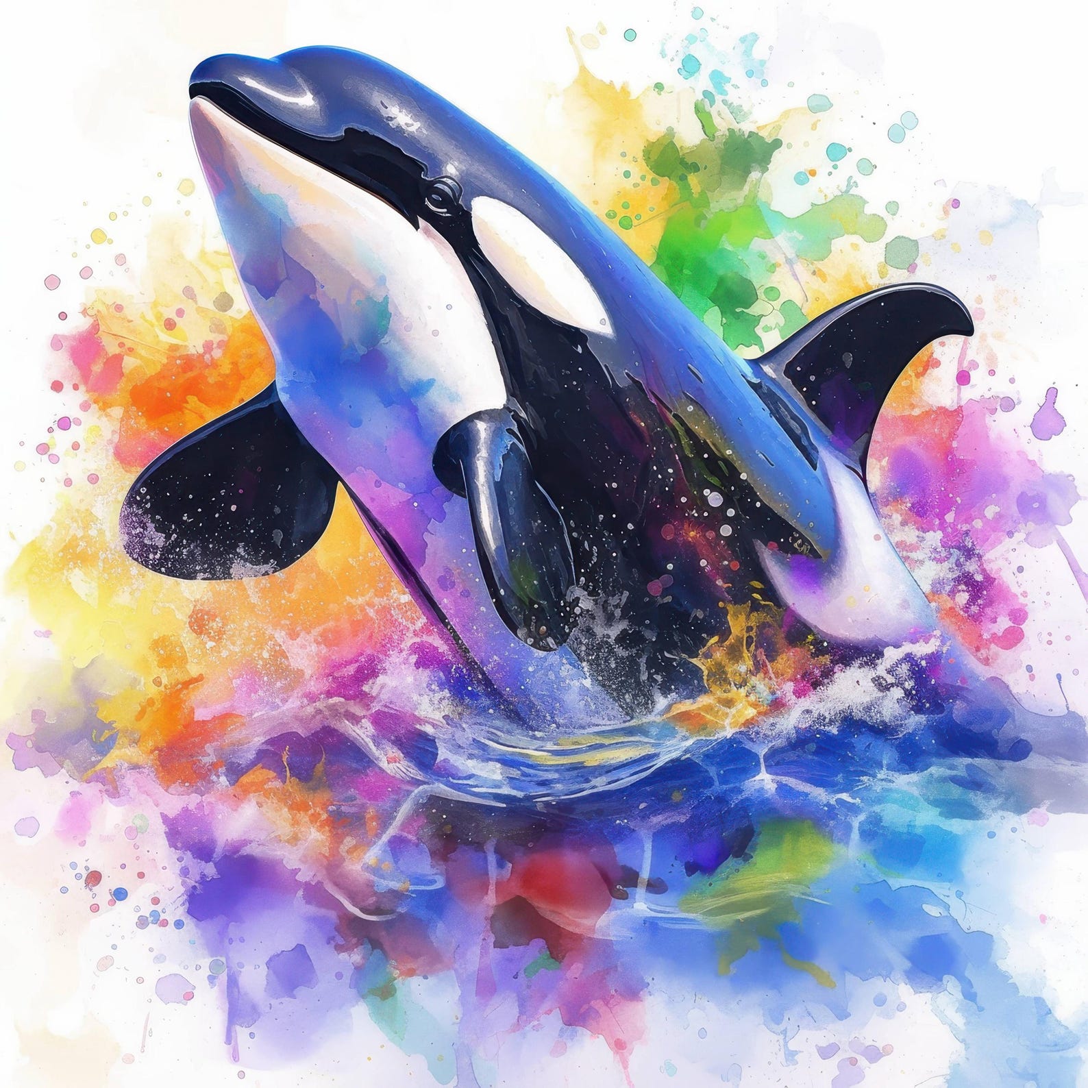 17 Ocean Whale Clipart Bundle, Watercolor Orca Images Illustrations ...