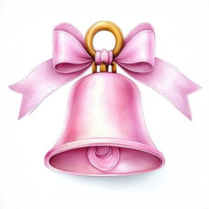 12 Powder Pink Bells Clipart Bundle, Printable Watercolor Vintage Bell ...