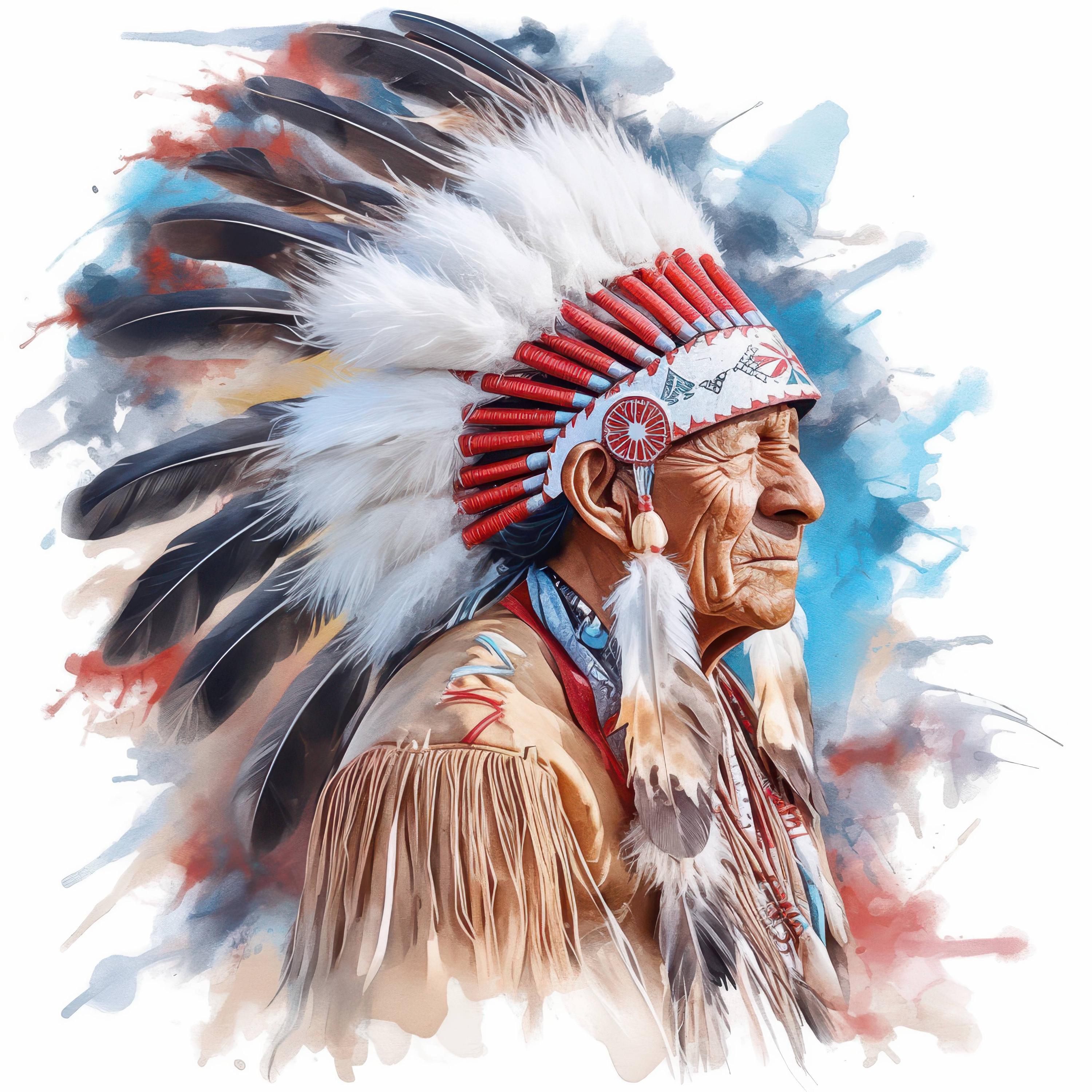 16 Native American Indian Chef Clipart Bundle, Watercolor Printable ...