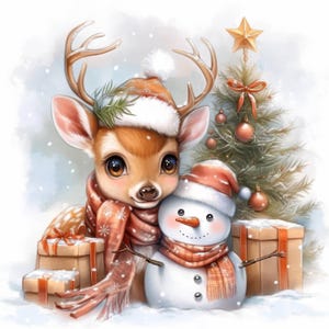 12 Christmas Friends Clipart Bundle, Printable Watercolor Ephemera ...