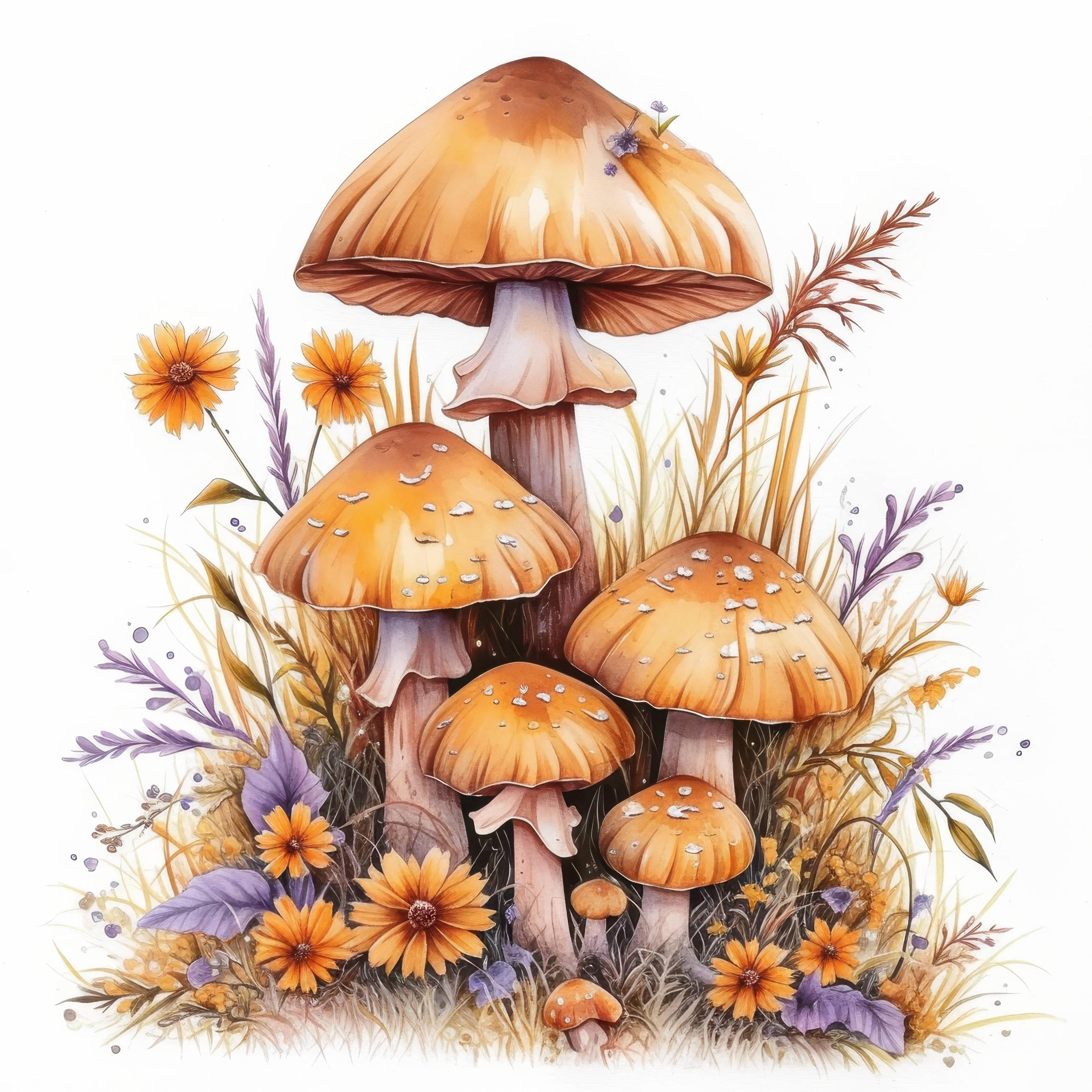 13 Glowing Mushroom Forest Clipart Bundle, Fantasy Illustrations ...