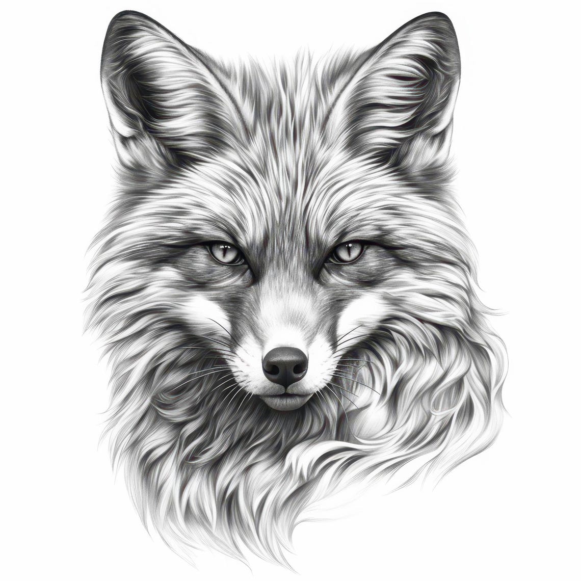 11 Black and White Fox Clipart Bundle, Grayscale Fox Illustration ...