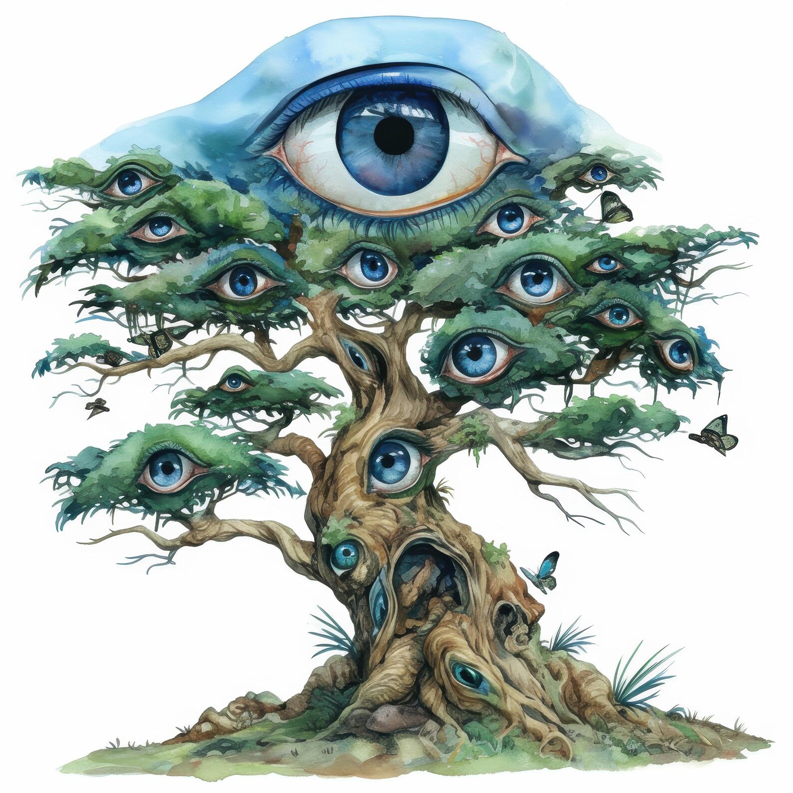 22 Fantasy Tree Eyes Clipart Bundle, Eyes With Tree Illustrations ...