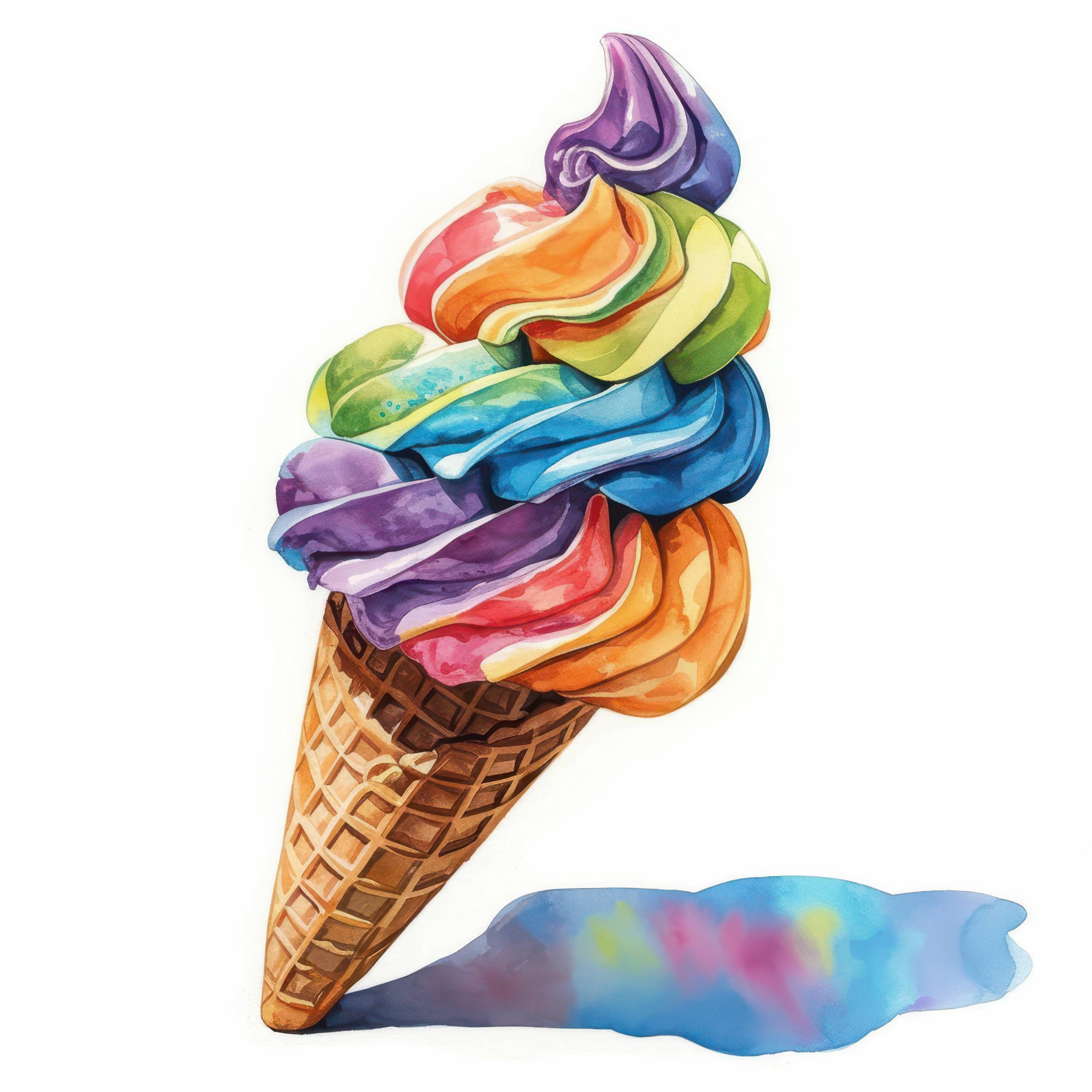 15 Colorful Ice Cream Conets Clipart Bundle, Summer Illustration ...