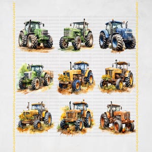 35 Watercolor Farm Tractor Clipart Bundle, Pngs, Farm Tractor ,digital ...
