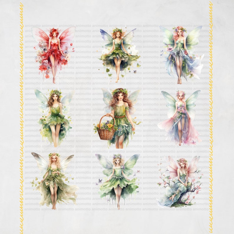 Watercolor Spring Fairies Clipart Bundle, Floral Images, Butterfly Wing ...