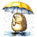 12 Hedgehog in Rain Clipart Bundle, Hedgehog and Umbrella, Printable ...