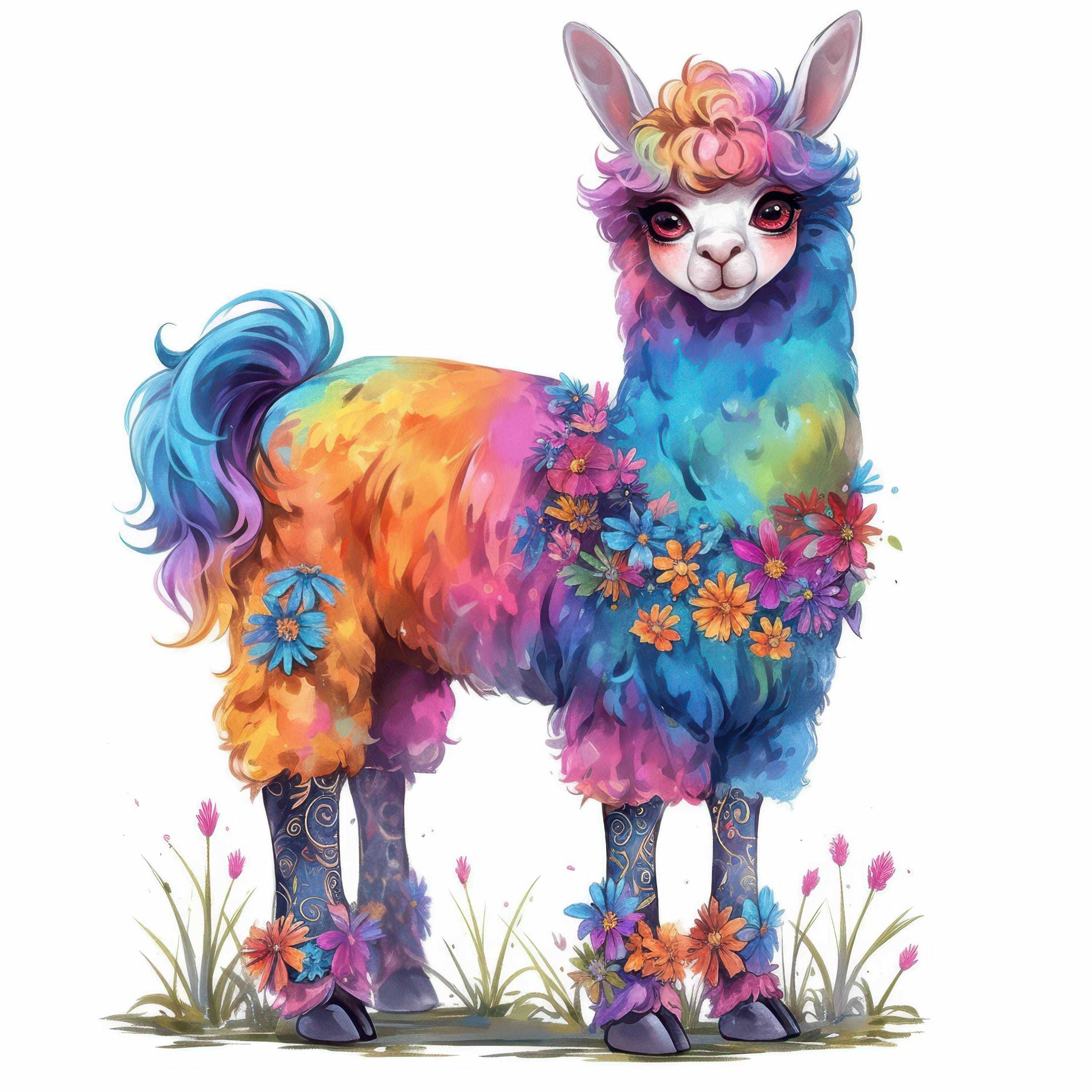 13 Glomorous Llama Clipart Bundle, Cute Llama Print Illustration ...