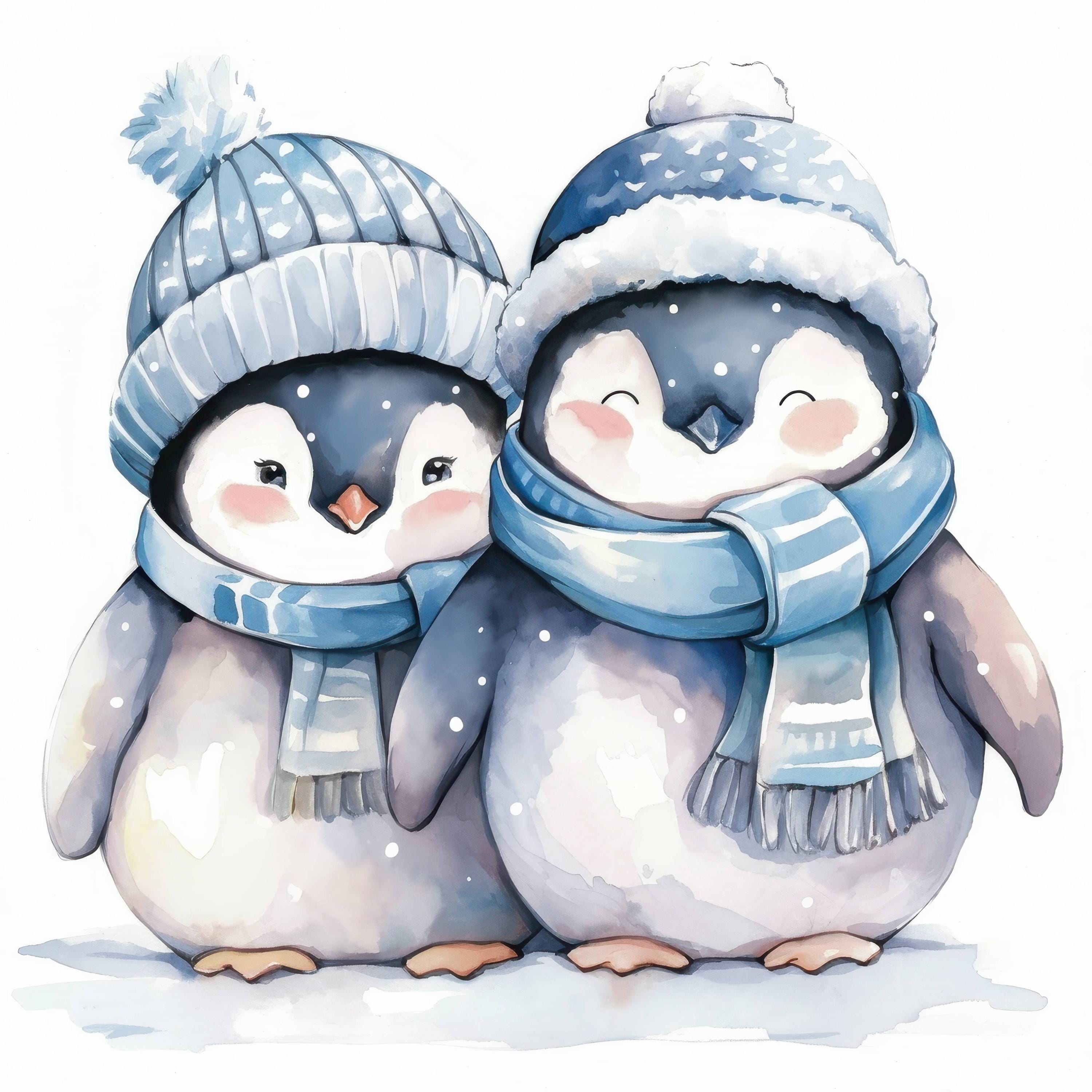 16 Winter Penguins Clipart Bundle, Cute Penguin Friends Illustrations ...