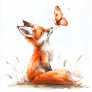 17 Fox and Butterfly Clipart Bundle, Cute Fox Baby Illustrations ...