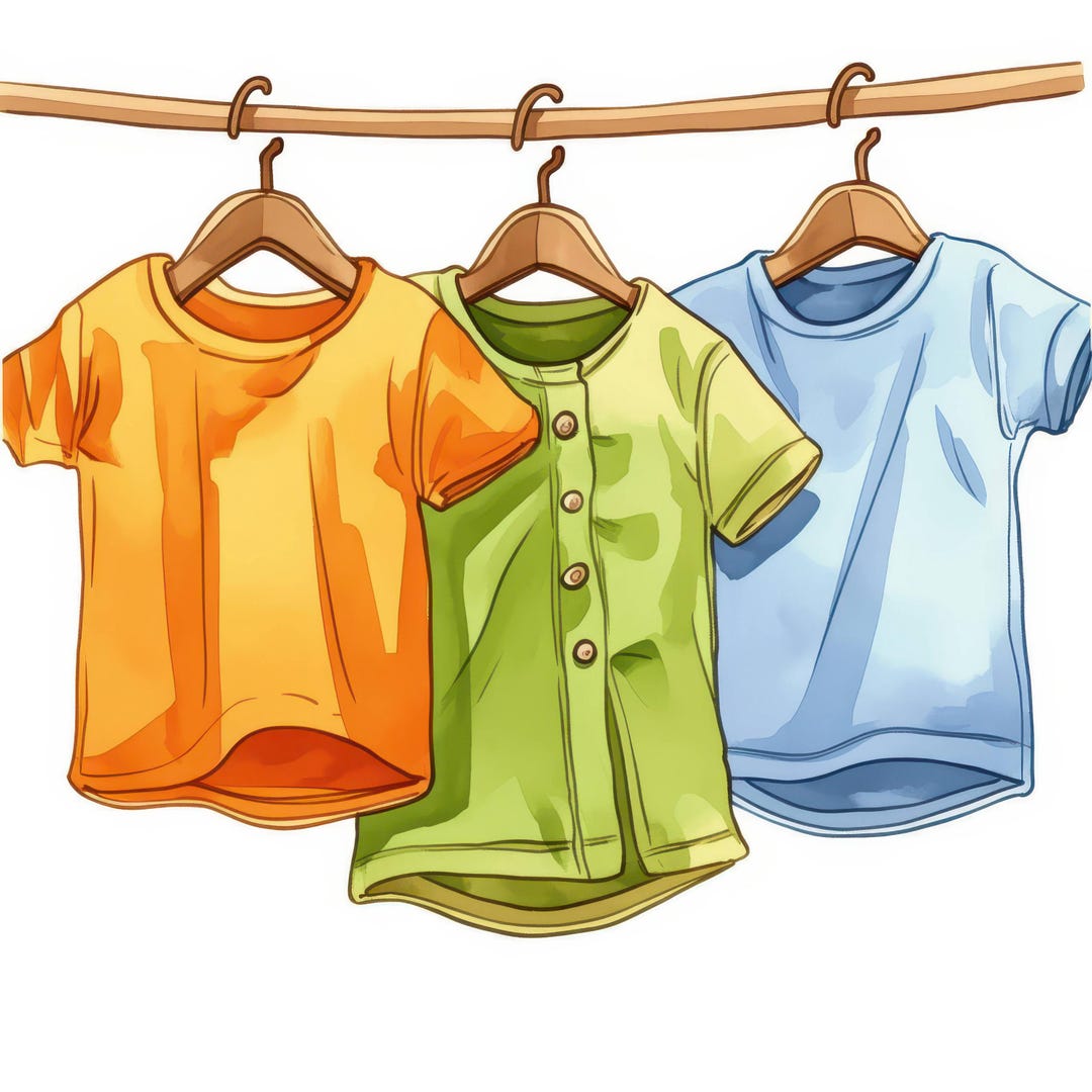 14 Clothesline Clothes Clipart Bundle, Laundry Images Illustrations ...