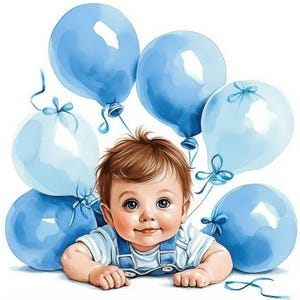 14 Baby Boy Clipart Bundle, Cute Baby Shower Prints Illustrations ...