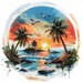 15 Tropical Sunset Circle Clipart Illustration Bundle, Printable ...