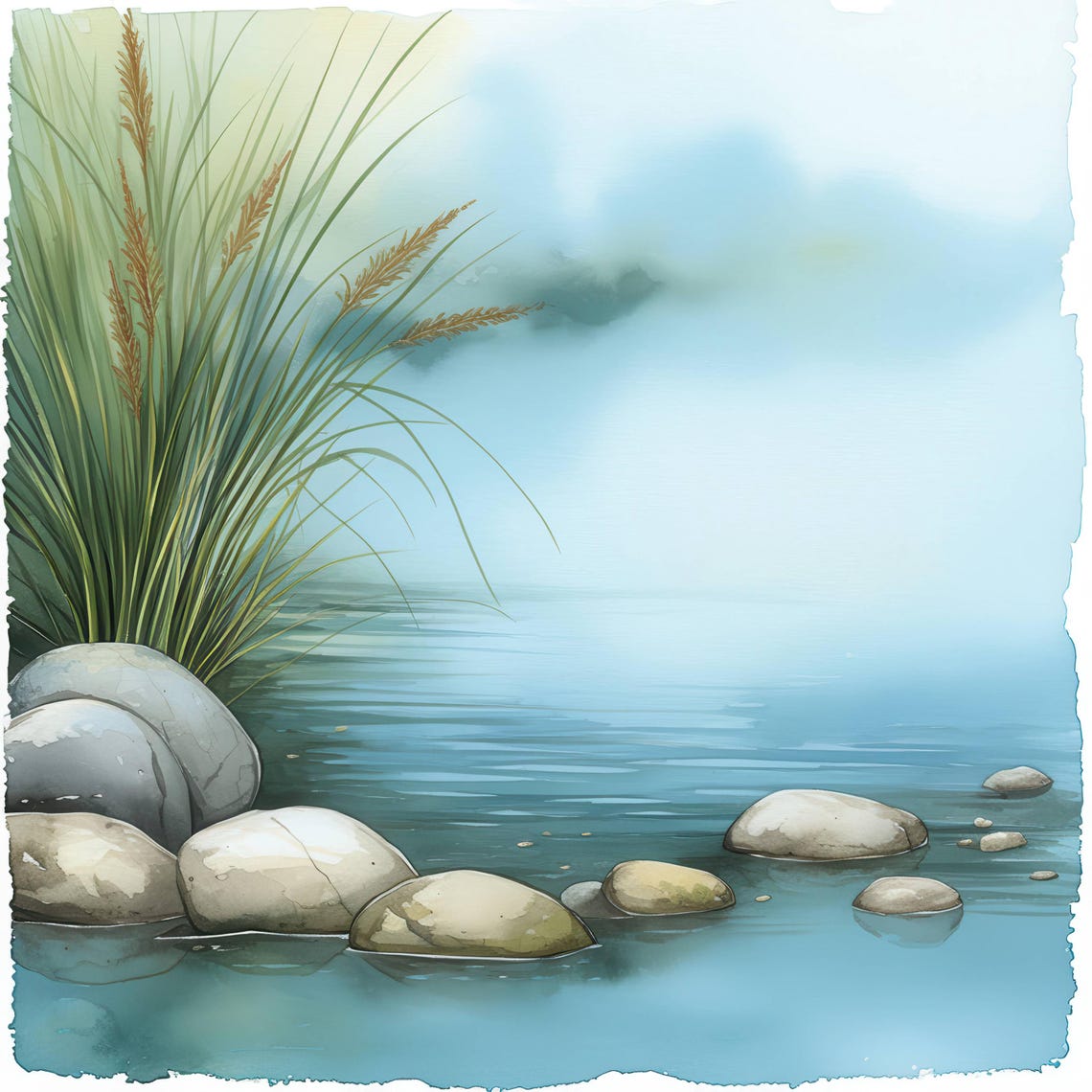 9 Teal Lake Graphics Clipart Bundle, Printable Watercolor Lakeshore ...