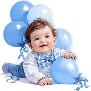 14 Baby Boy Clipart Bundle, Cute Baby Shower Prints Illustrations ...