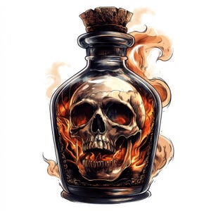 Skull Potions Clip Art 10 High Res Watercolor Jpgs Junk Journaling ...