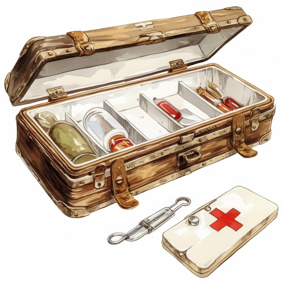 16 First Aid Set Clipart Bundle, Medical Kit Images Illustrations ...