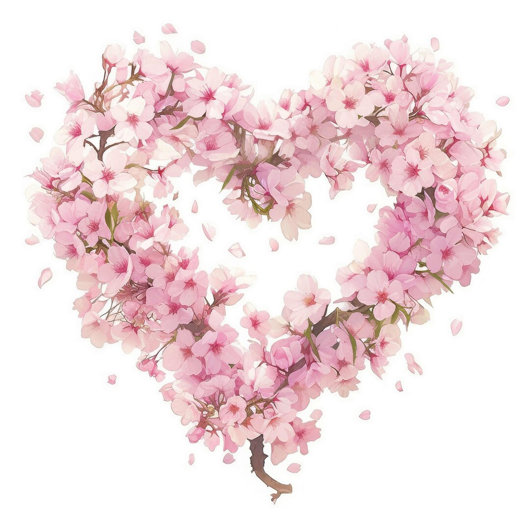 21 Floral Heart Clipart Bundle, Spring Love Illustrations, Printable ...